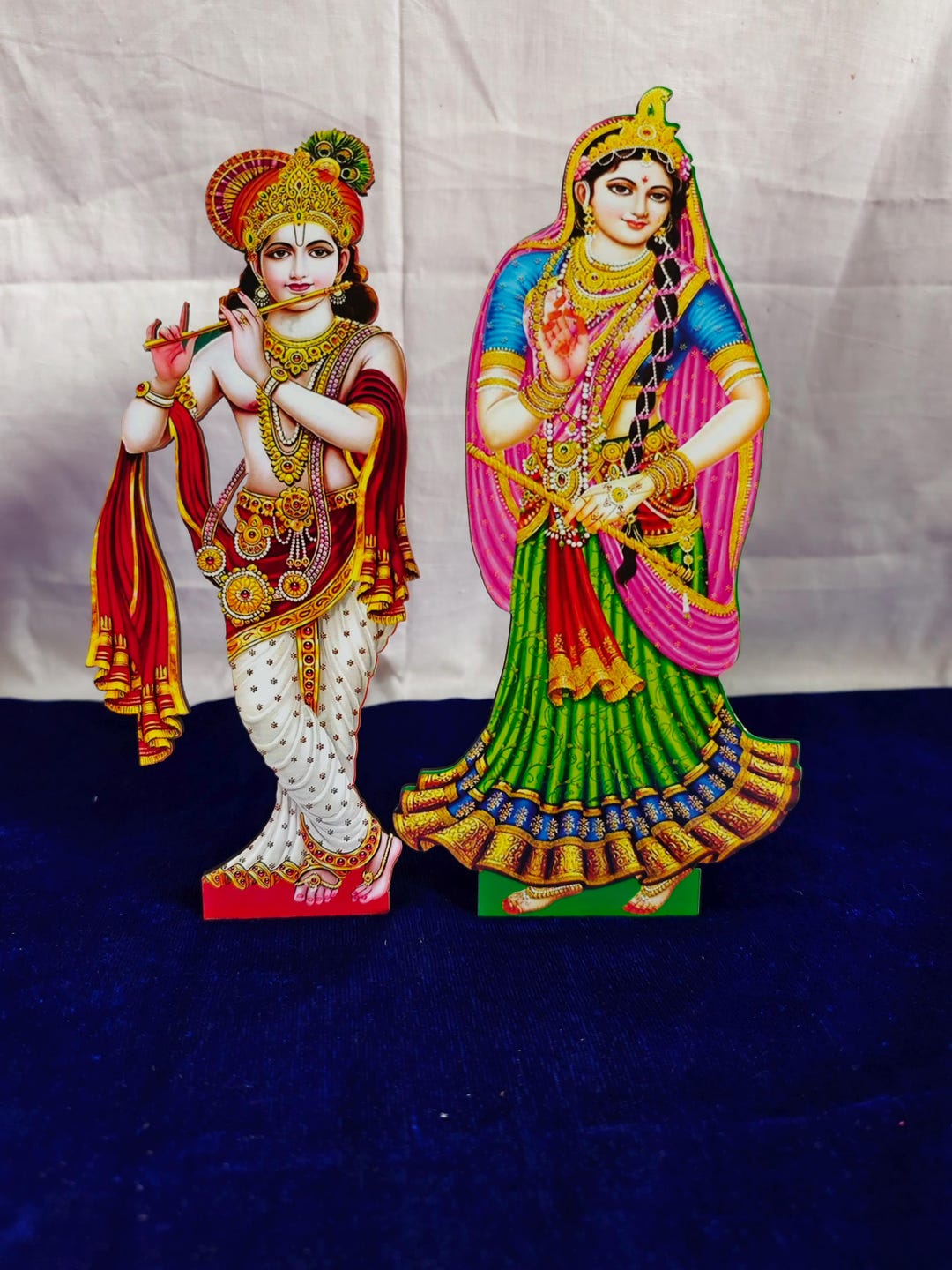 Duty Free 8inch MDF Wood Radha Krishna Cutout Pair | Lightweight Hand ...