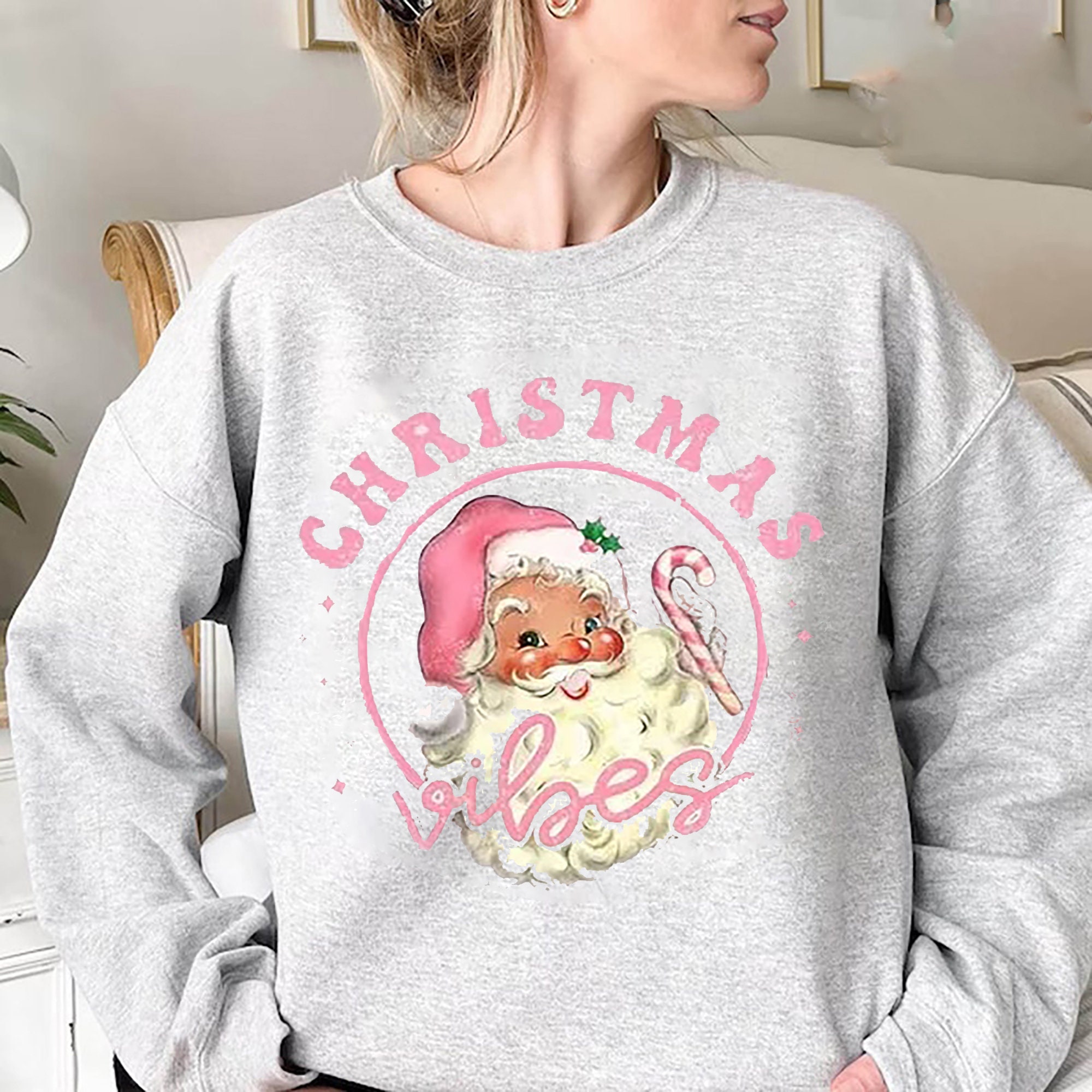 Pink Santa Claus Christmas Sweatshirt, Santa Claus Christmas Sweater ...