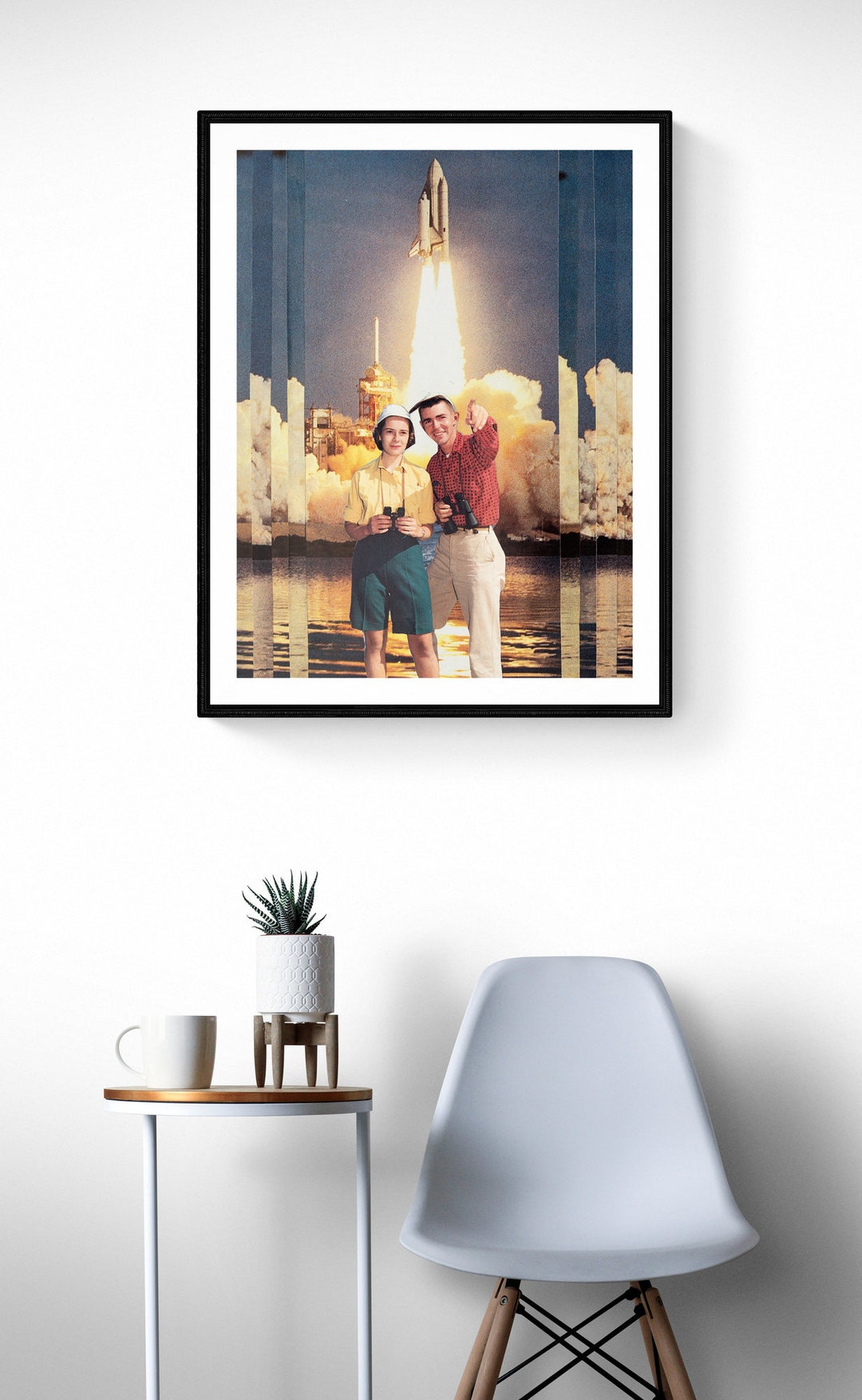 Paper Collage Art Print NASA Wall Art Space Shuttle Take off Atomic Art ...