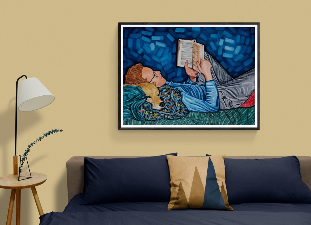 Male Portrait Art Man and Dog Archival Reproduction Print of Original ...