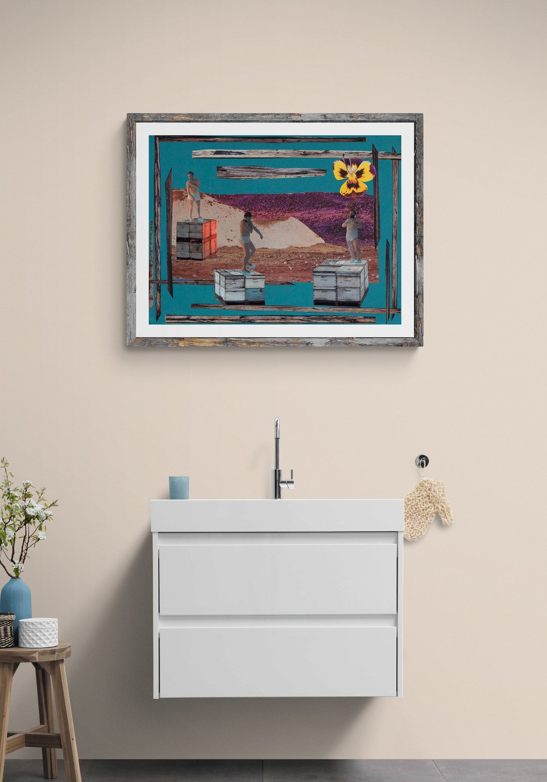 Funny Man Cave Art Print, Surreal Collage, Bromance, Bathroom Art, "rub-a-dub-dub" - Etsy