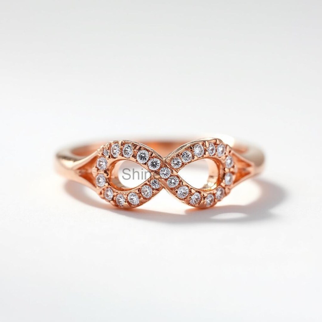 14KT Rose Gold Plated Double Infinity Ring: Natural Diamonds Love ...
