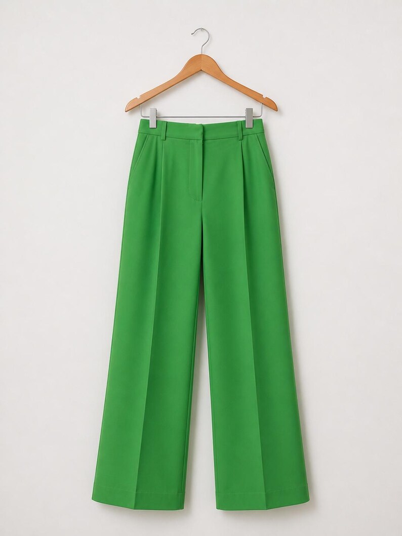 Green Satin Silk Trousers, High Waist Palazzo, Wide Leg Casual Pants - Etsy