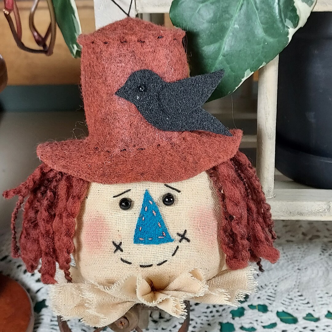 Scarecrow Ornament ~ 5 Inches Hanging or Sitting Bowl Filler ~ Autum ...