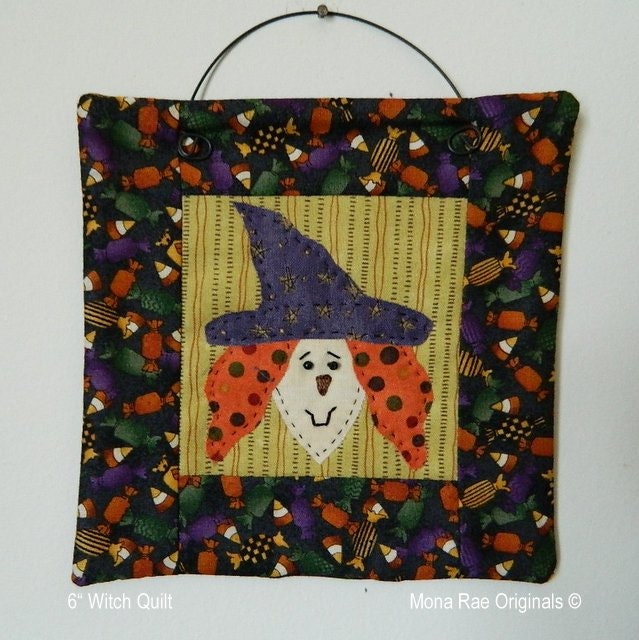 Halloween Witch Mini Quilt 6 Inches Square Original | Etsy