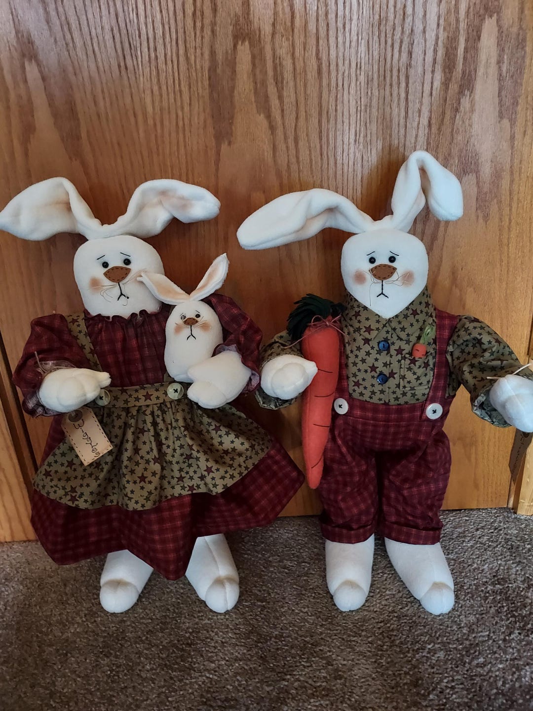 Easter Bunny Standing Dolls, Nibbles and Wiggles, 20" Easter Decor - Etsy