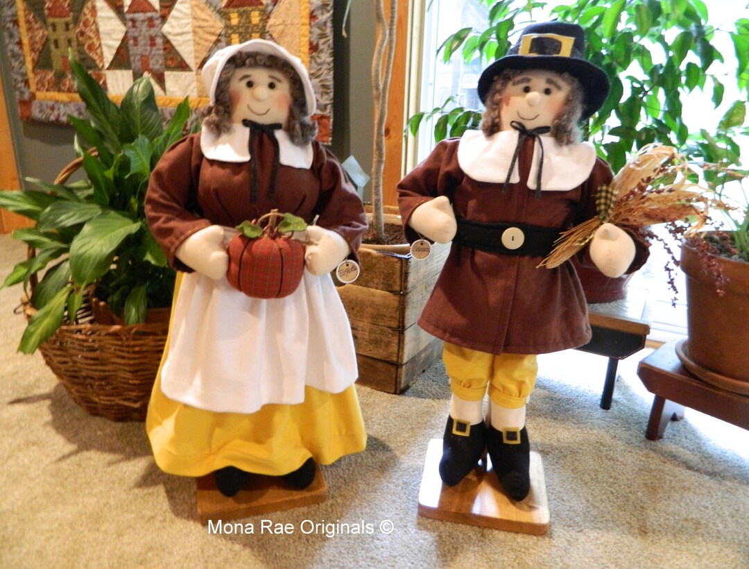 Standing Pilgrim Dolls ~ Elizabeth 27 Inches Tall/solomon 28 Inches ...