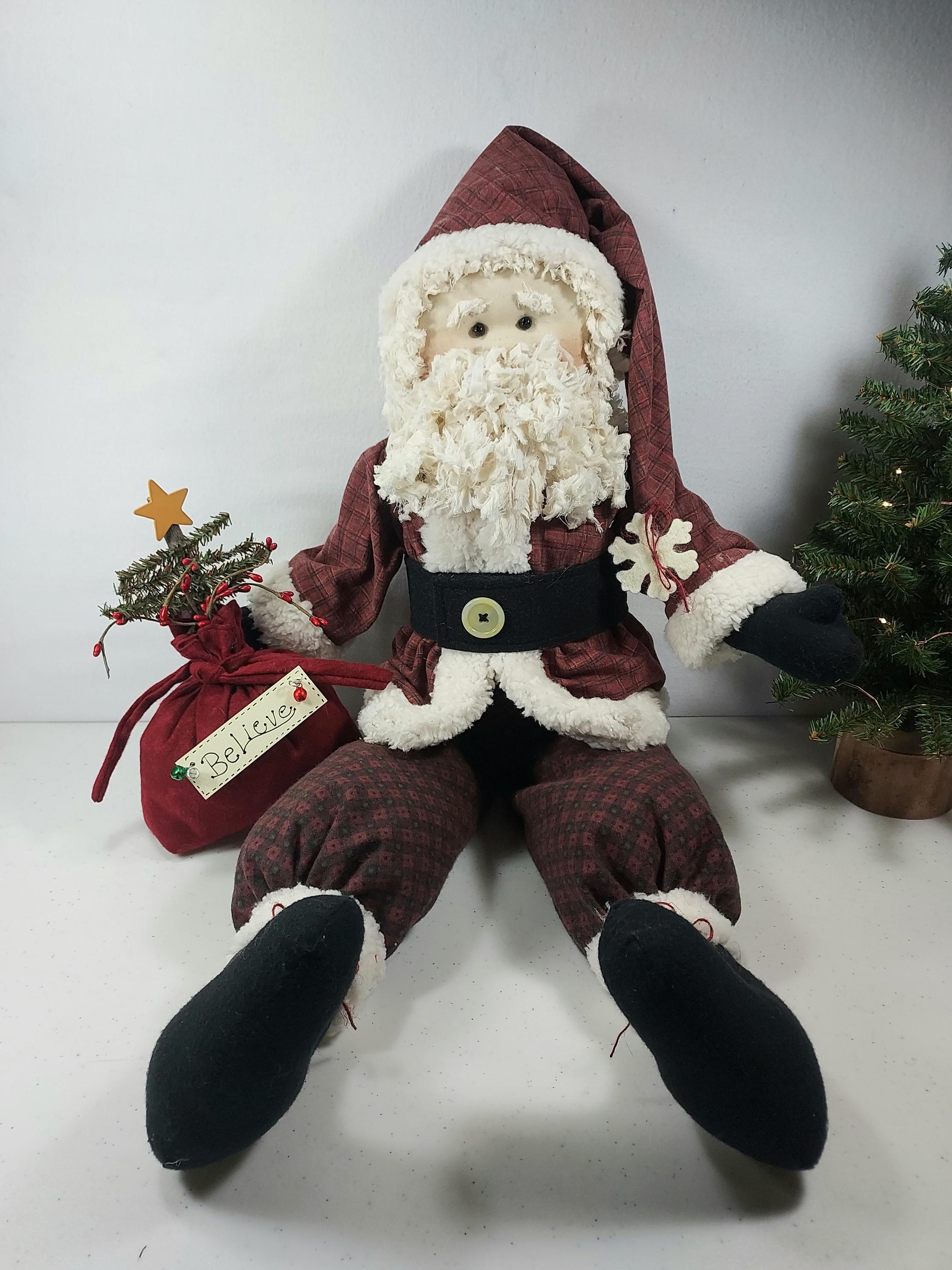 Handmade Sitting Santa Doll, 36" Long Leg Christmas Decor - Etsy