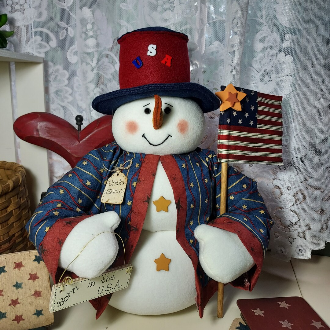 Uncle Sam Snowman 17 Inches Tall With Handmade Sign and Flag ...