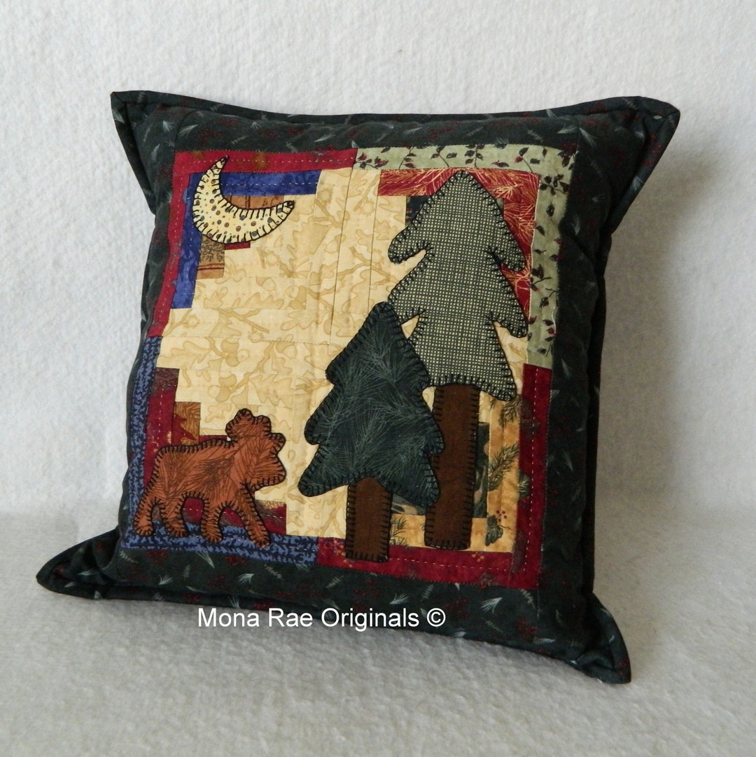 Moose Pillow~ 18 Inch Hand Applique & Hand Quilted OOAK Pillow ~ Moose ...