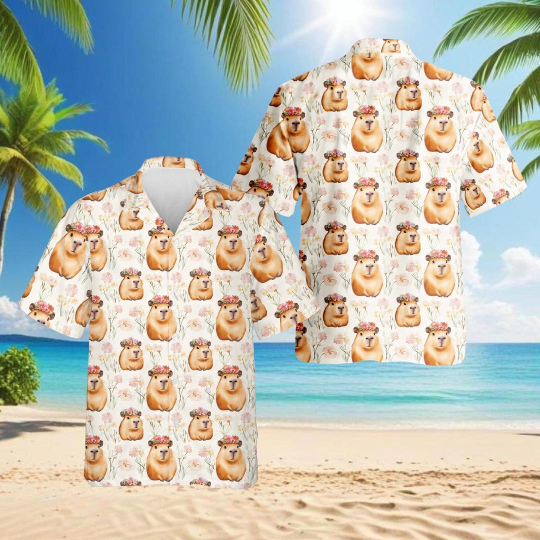 Cute Capybara Hawaiian Shirt, Kawaii Capybara Aloha Shirt, Funny Animal ...