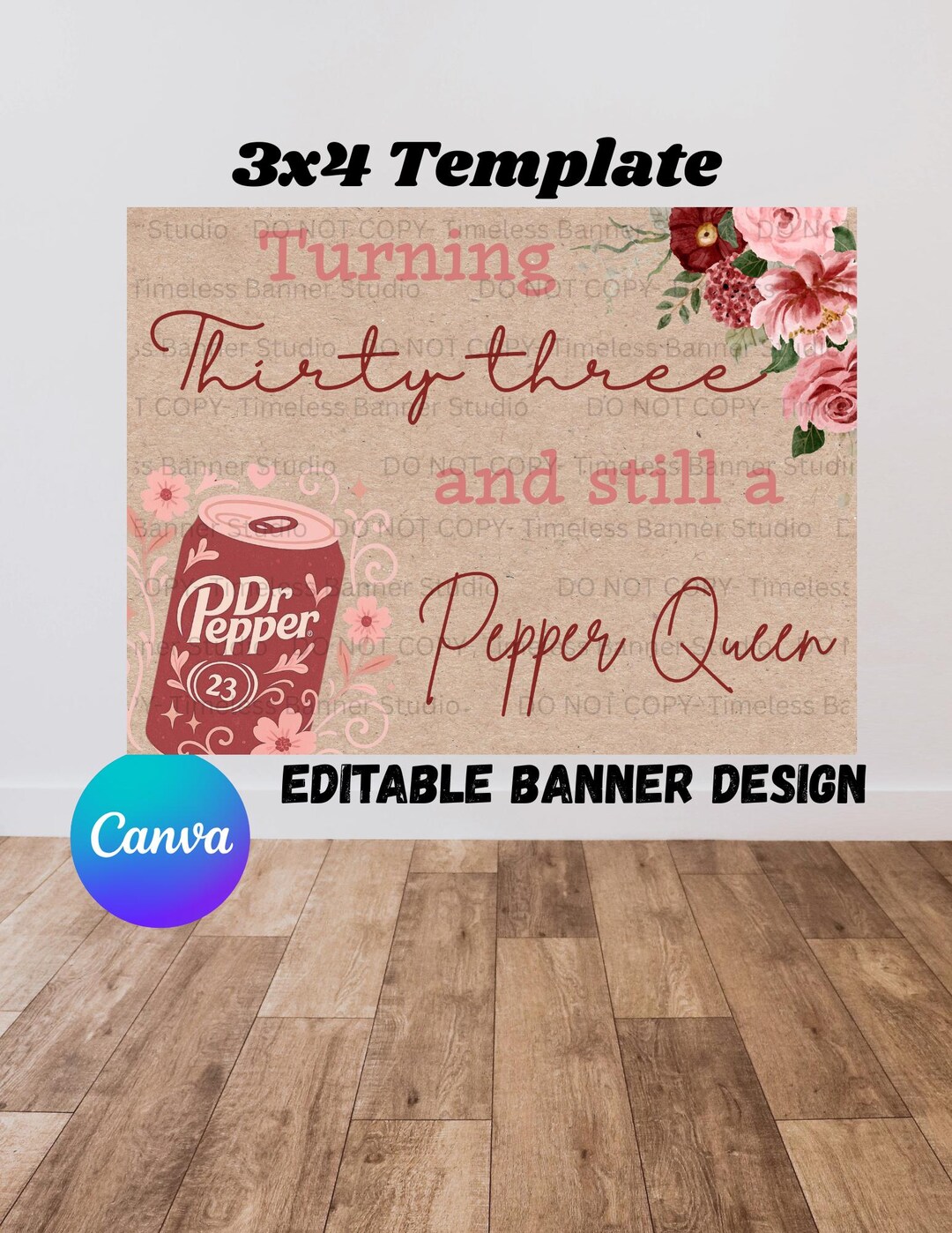 Pepper Queen Birthday Banner Template | Retro Soda Decor (3x4 Printable ...