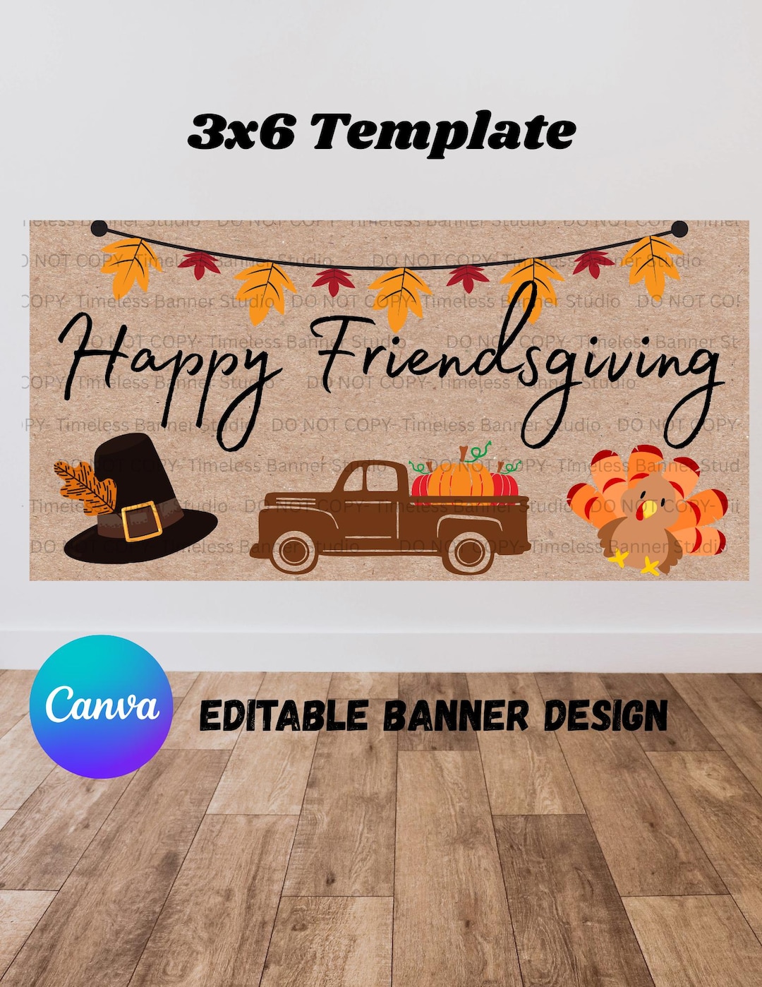 Friendsgiving Banner Template | 3x6 Ft Digital Download | Rustic Fall ...
