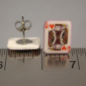 Playing Card Stud Earrings Card Suit Accessories Queen of Hearts Card ...