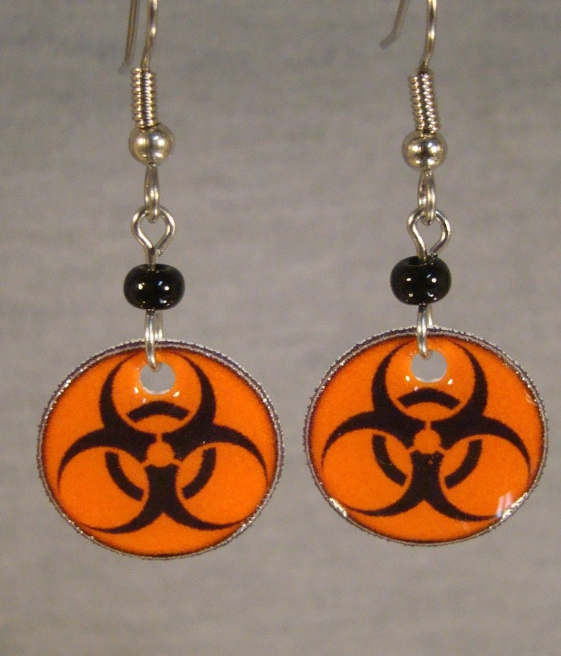 Biohazard Dangle Earrings - Medical Student Jewelry - Phlebotomist ...