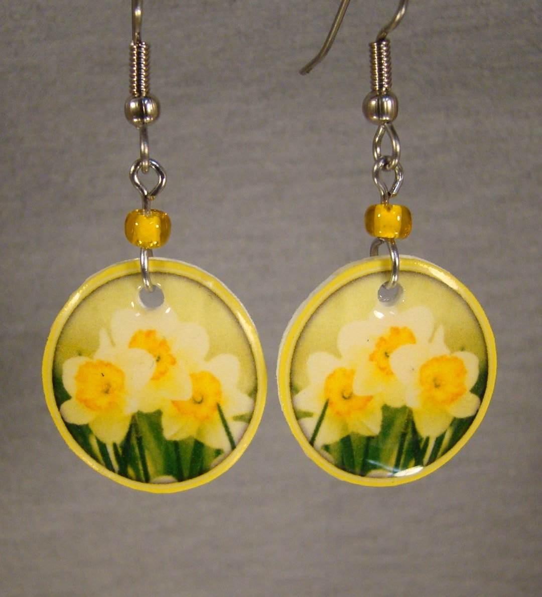 Daffodil Dangle Earrings Spring Flowers Jewelry Yellow Floral ...