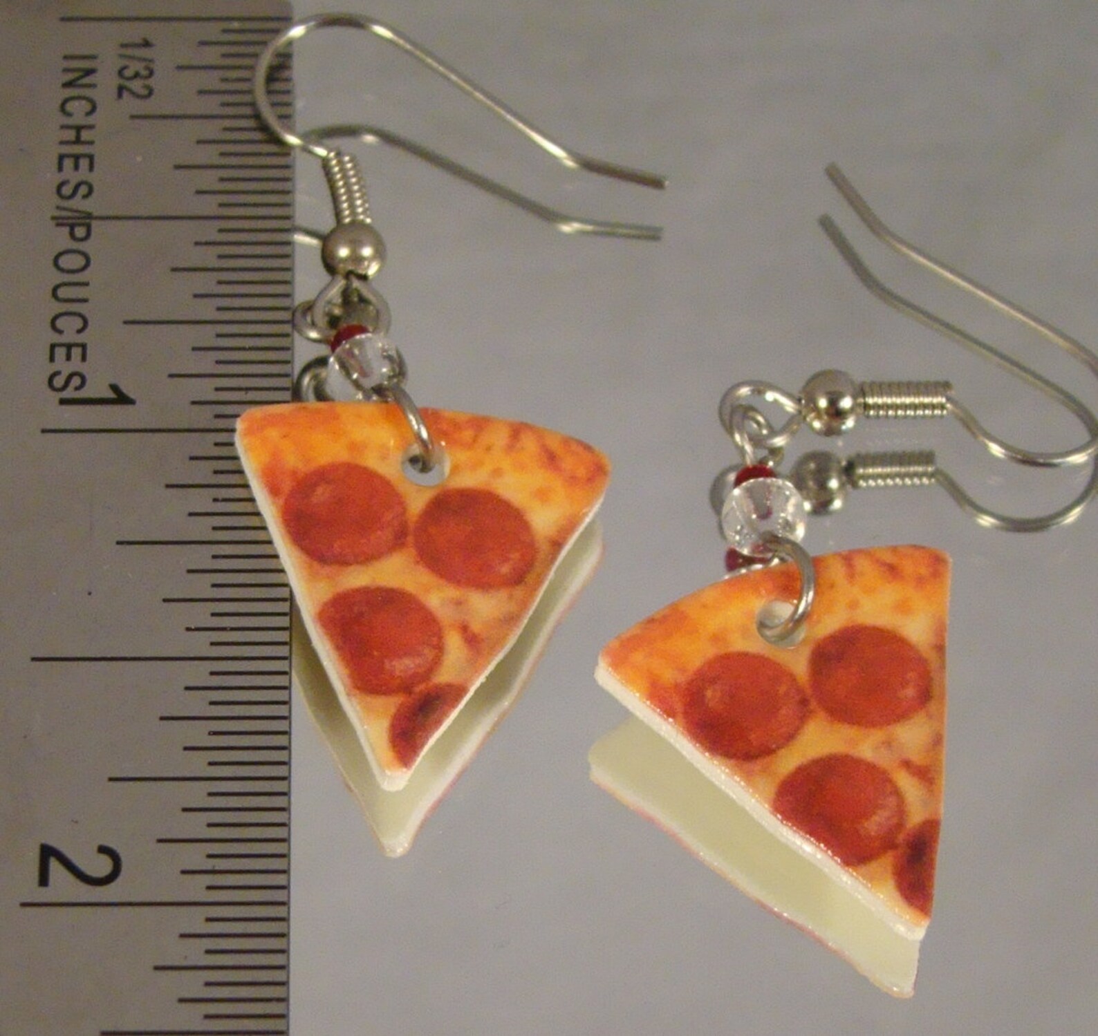 Pepperoni Pizza Slice Dangle Earrings Food Jewelry | Etsy