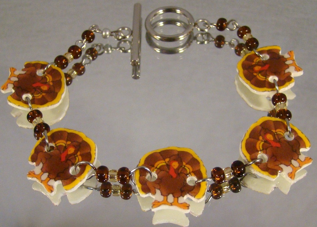 Turkey Beaded Bracelet - Thanksgiving Gift Shop Jewelry - I Love ...