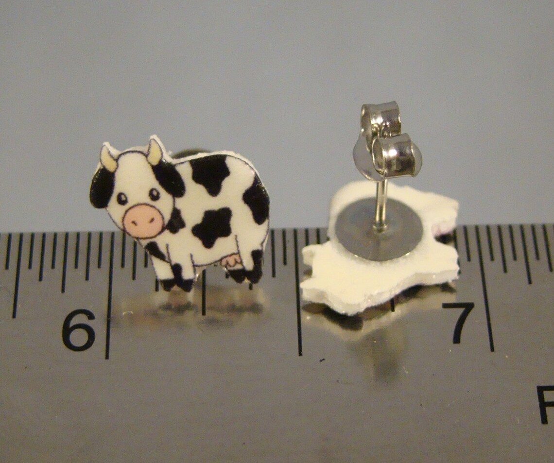 Cow Stud Earrings Holstein Cow Farm Animal Jewelry I Love - Etsy
