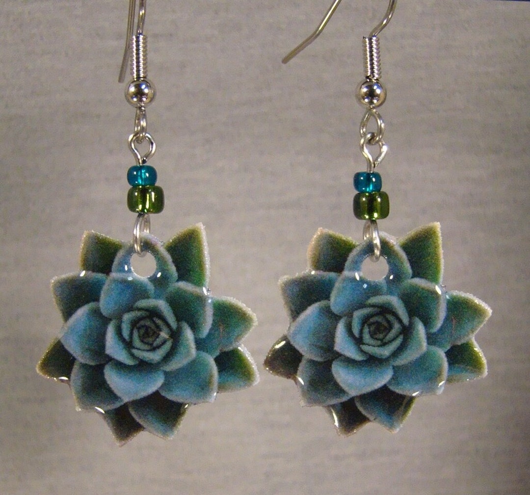 Succulent Dangle Earrings: Handmade Plant Mom Jewelry - Etsy