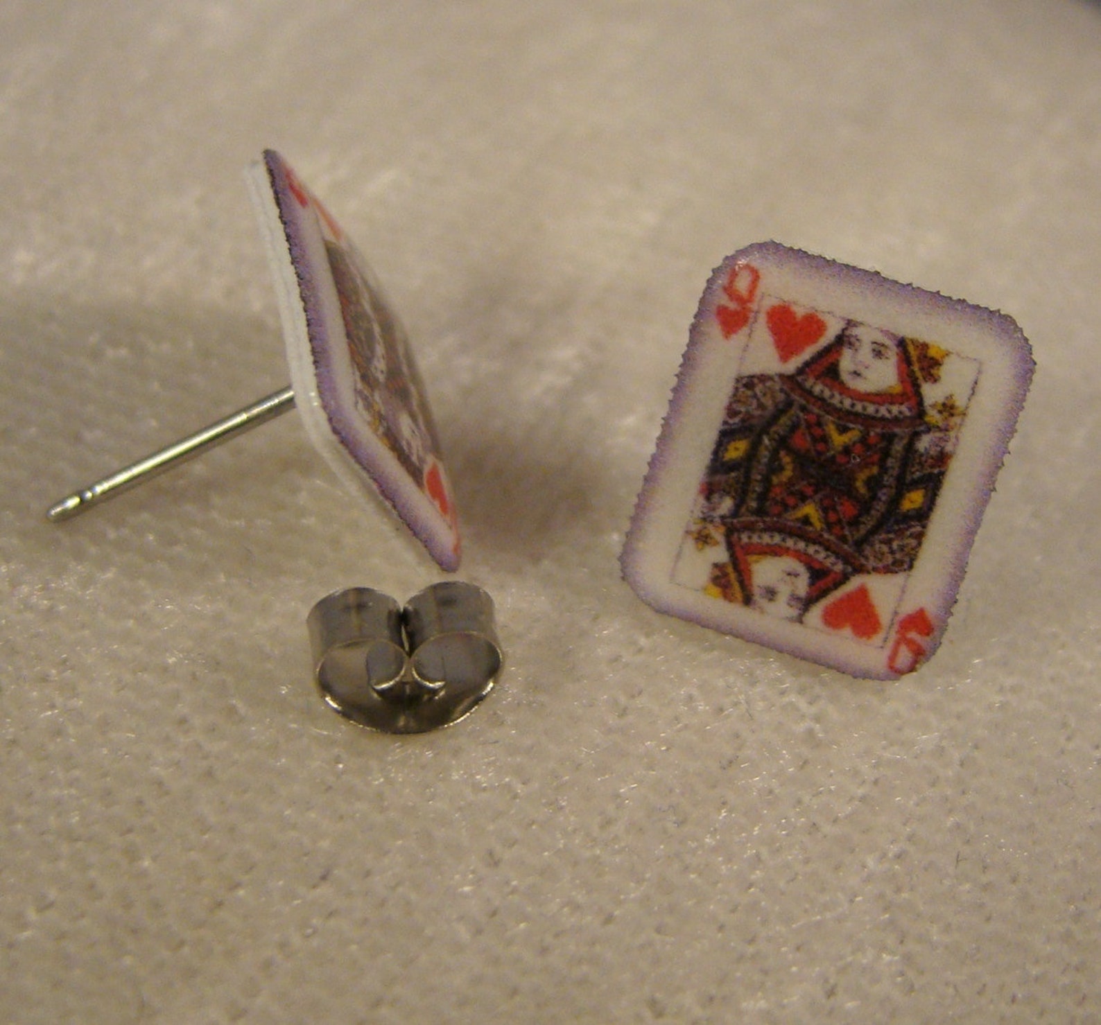 Playing Card Stud Earrings Card Suit Accessories Queen of - Etsy
