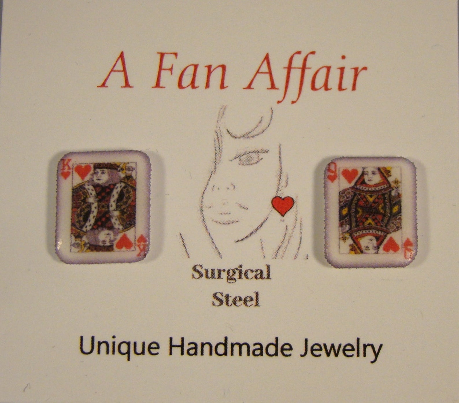 Playing Card Stud Earrings Card Suit Accessories Queen of - Etsy