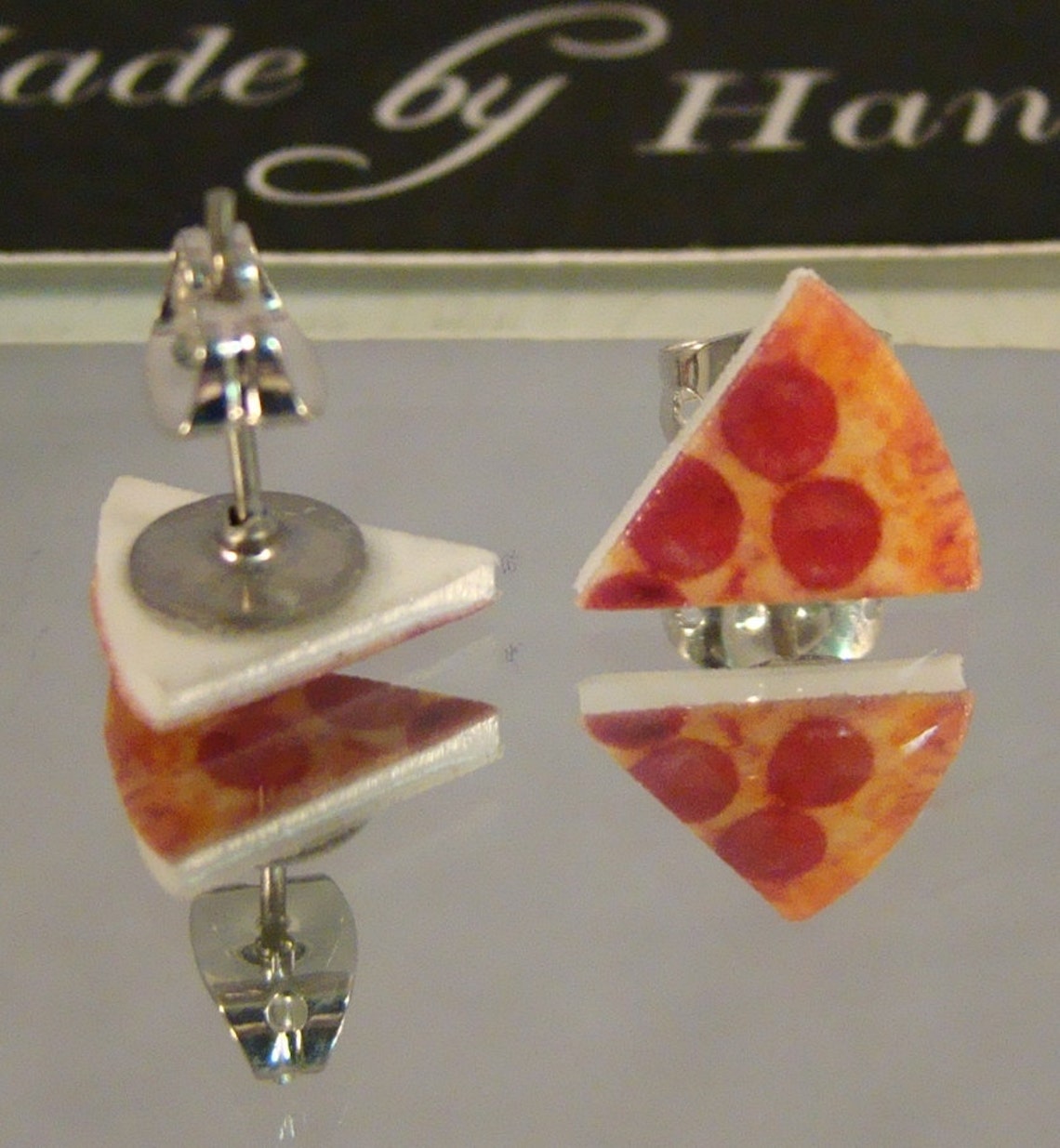 Pizza Slice Stud Earrings Pepperoni Food Jewelry | Etsy