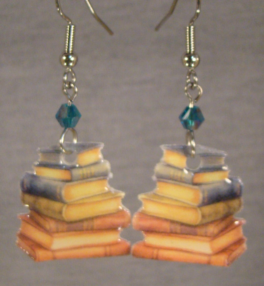 Book Dangle Earrings - Stack of Books Jewelry - Book Nerd Gift Shop ...