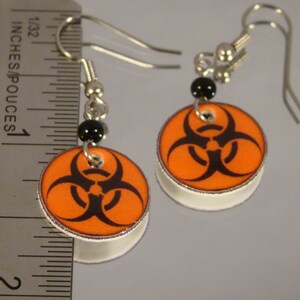 Biohazard Dangle Earrings - Medical Student Jewelry - Phlebotomist ...