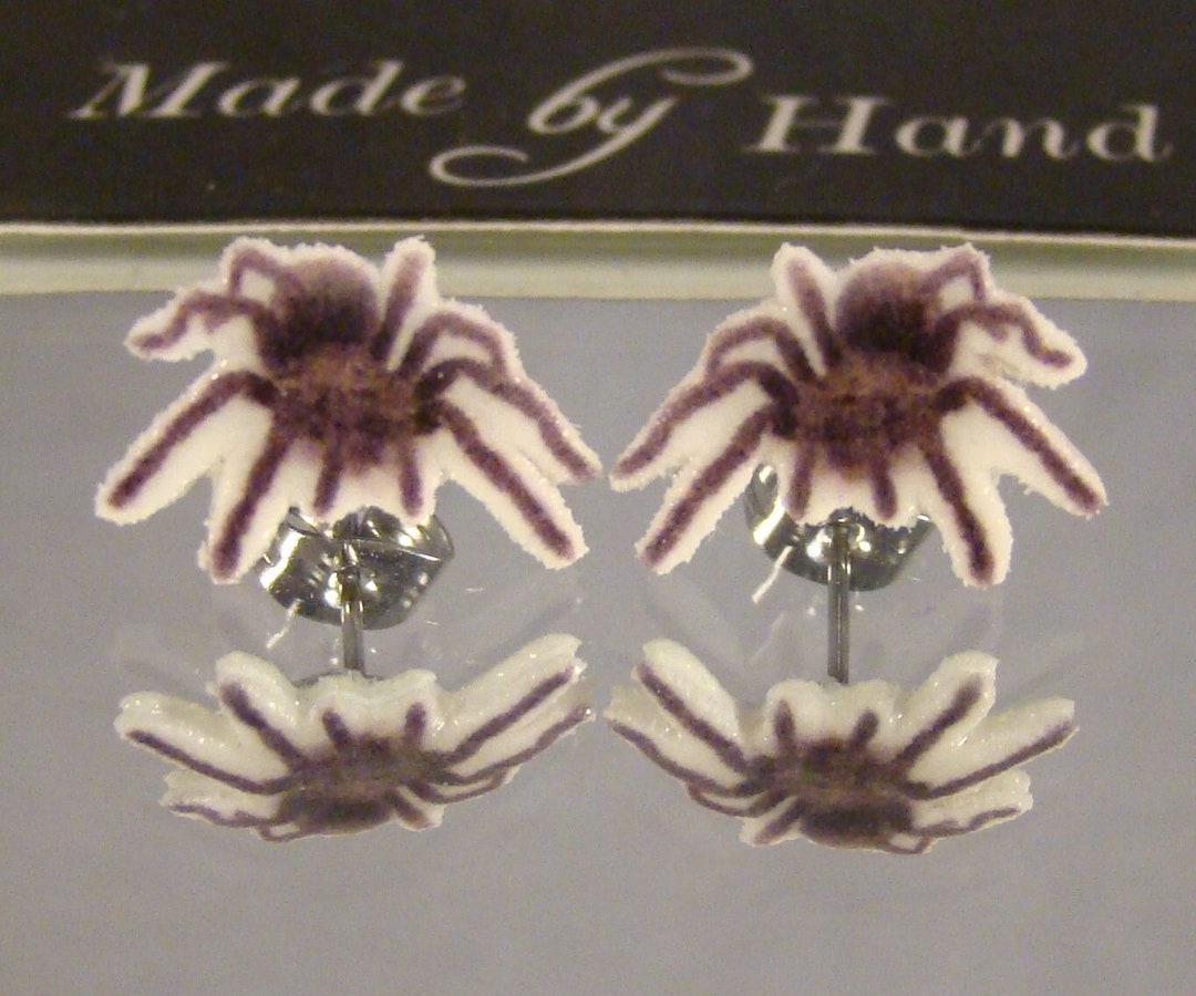Tarantula Stud Earrings - Realistic Black Spider Stud Earrings - Pet ...