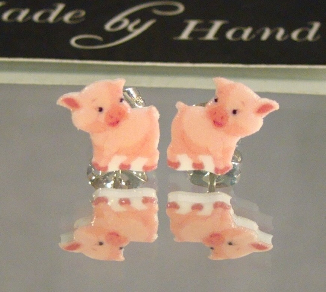 Pink Pig Stud Earrings Small Pigs Post Earrings Cartoon Piggy Farm ...