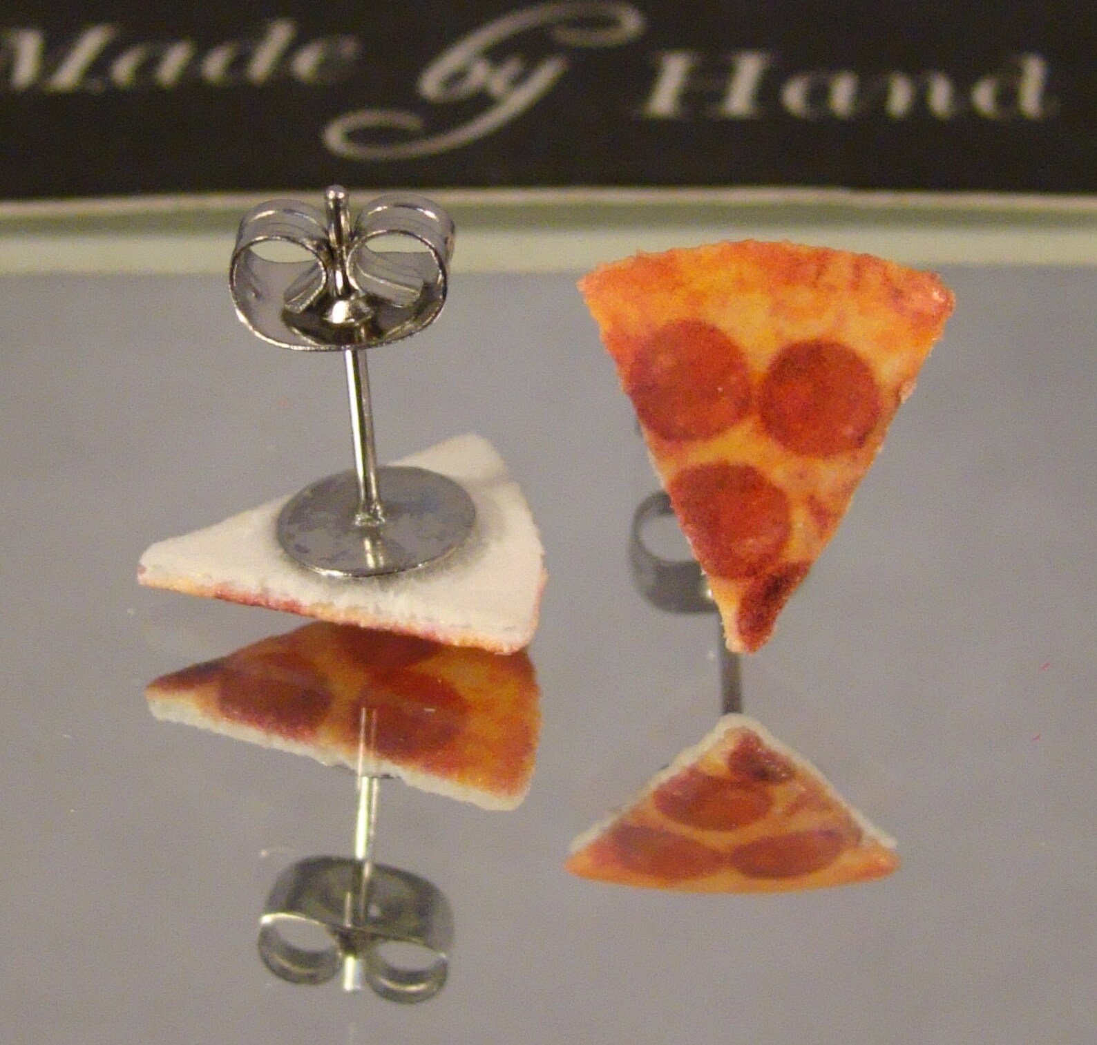 Pizza Slice Stud Earrings Pepperoni Food Jewelry - Etsy