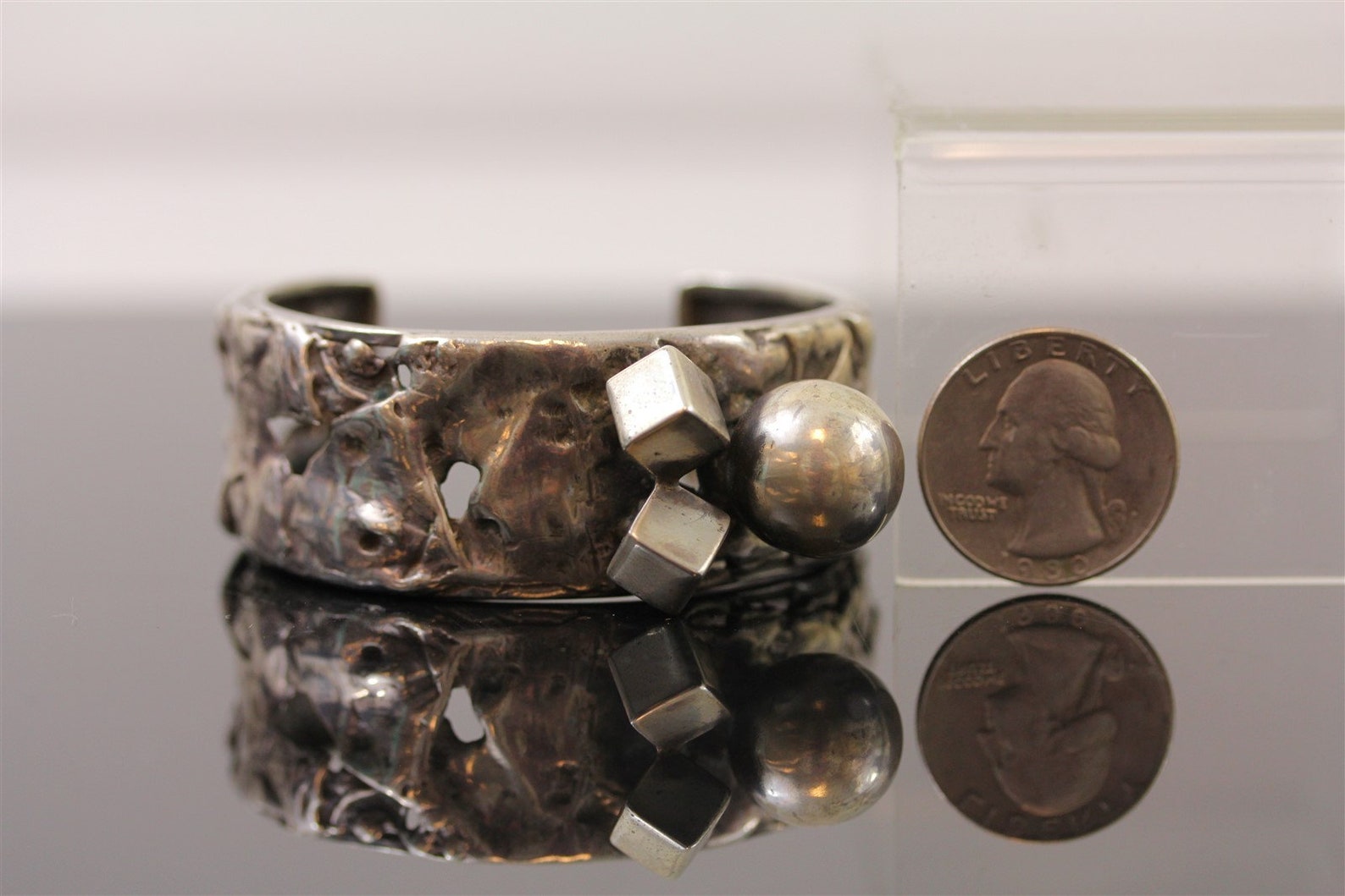 Vintage Rachel Gera Sterling Silver 925 Gold Brutalist Cuff Bracelet ...