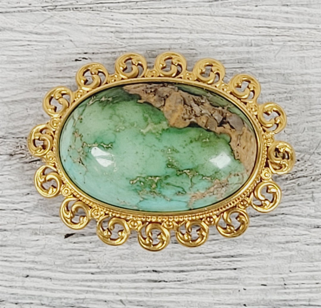 Victorian Turquoise 18K Yellow Gold Brooch Pin Antique Luxury High ...