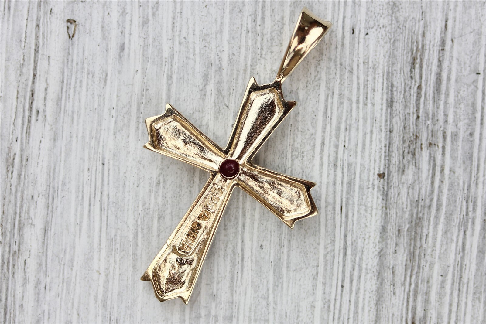 Vintage 925 Sterling Silver Gold Ruby Diamond Cross Pendant | Etsy
