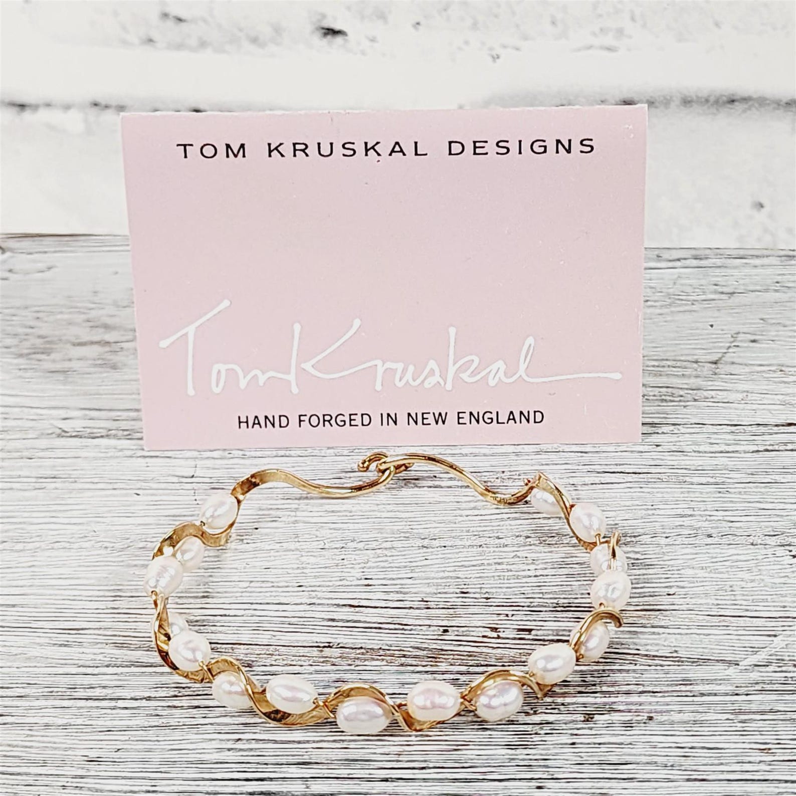 Tom Kruskal 14K Yellow Gold Pearl Ruffle Bracelet 6.25" Studio Artisan ...