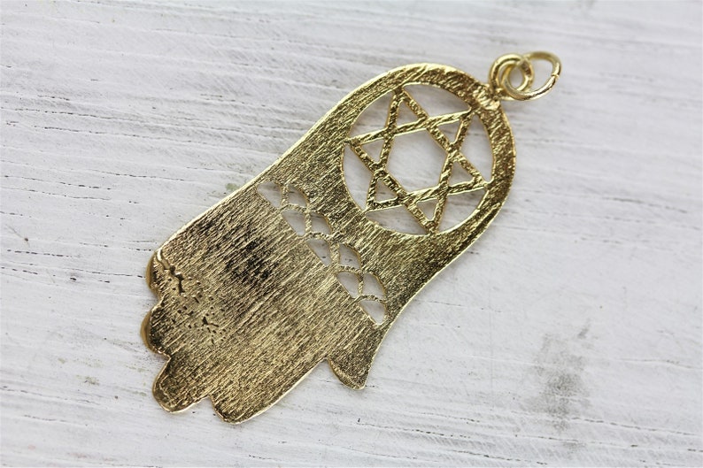 Vintage Hamsa Hand Star of David 14K Yellow Gold Pendant Charm Pretty ...