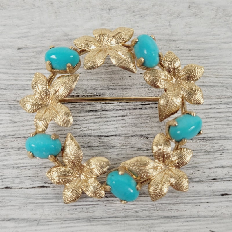 Turquoise Brooch - Etsy
