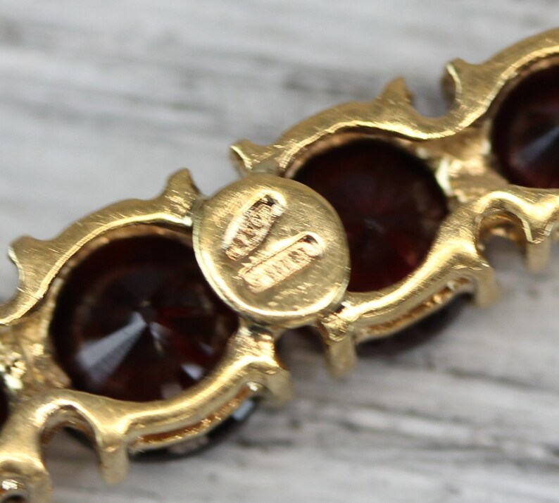 Vintage 18K YLW Gold Garnet Brooch Bar Pin Luxury Gorgeous - Etsy