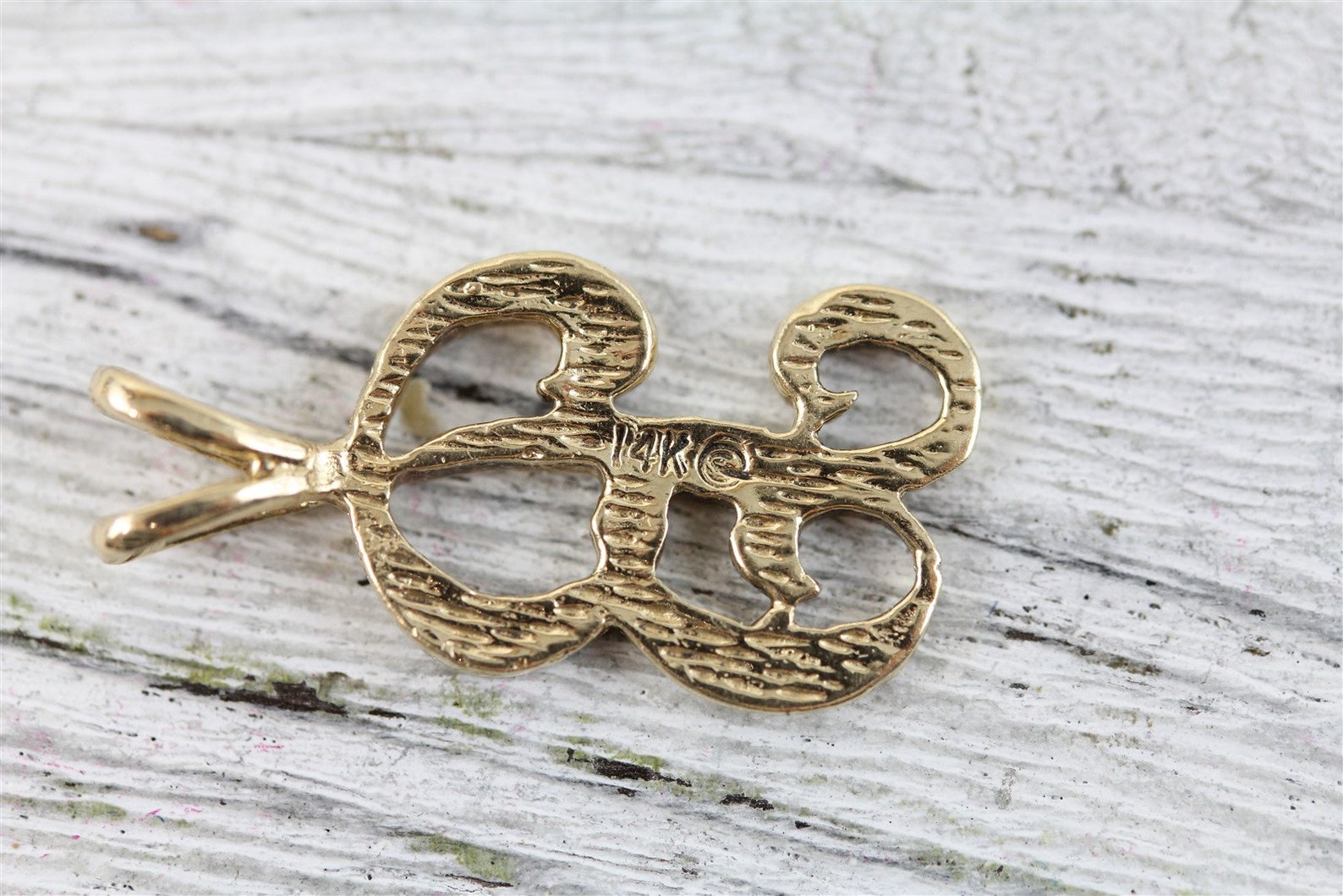 Vintage 14K Yellow Gold B Initial Cursive Pendant Layer Pretty - Etsy