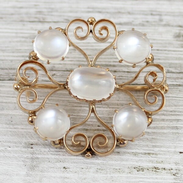 Antique Moonstone Brooch - Etsy