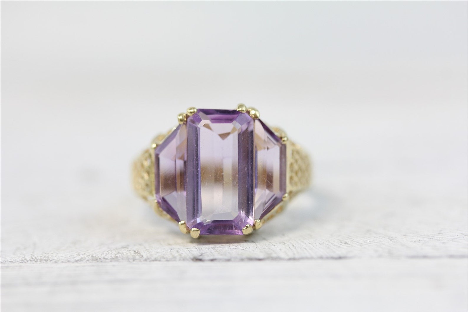 Vintage 14K Yellow Gold Amethyst Ring Big Bold Gemstone Energy - Etsy