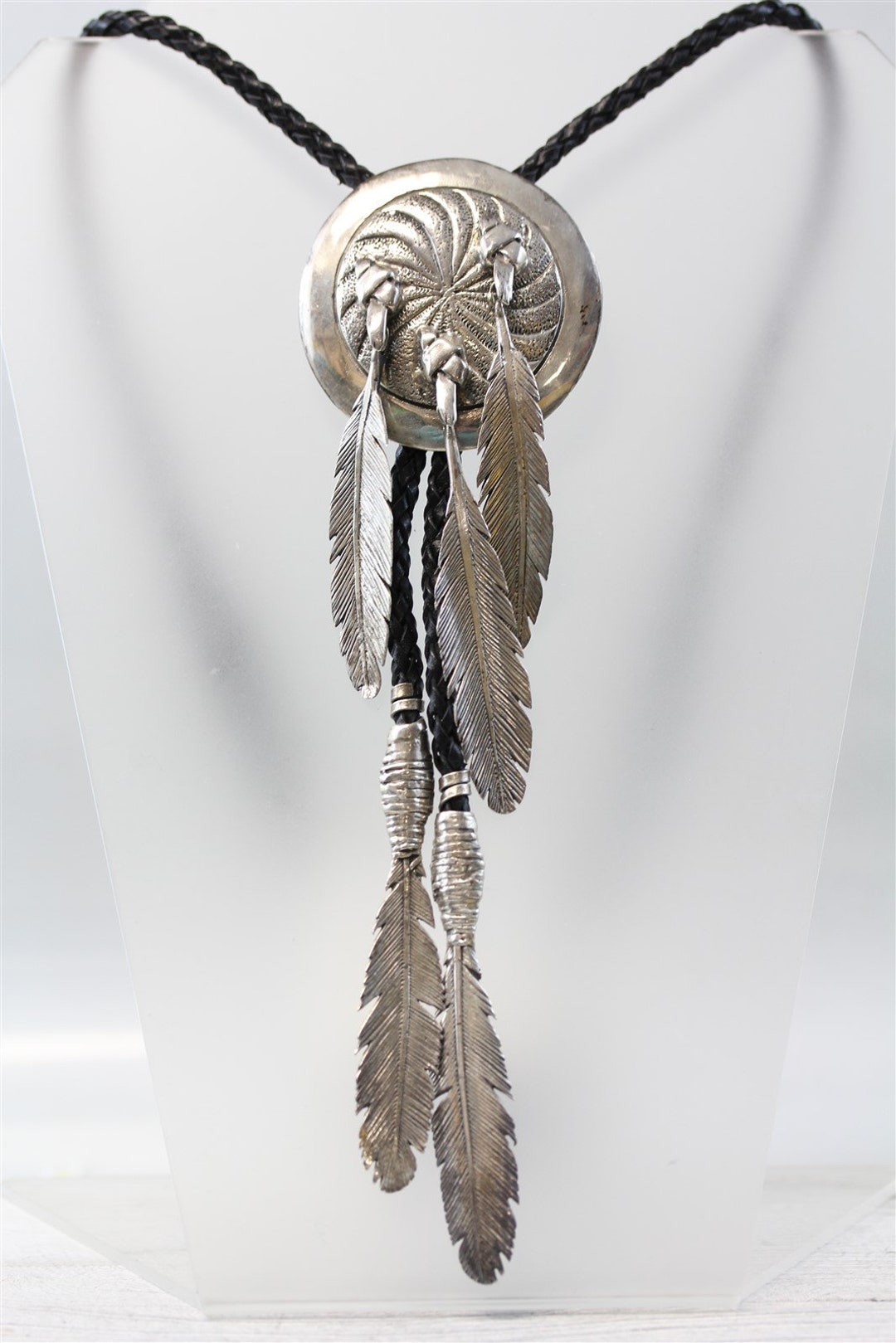 Vintage Stan Bentall Navajo Sterling Silver 925 Bolo Feather Necklace ...