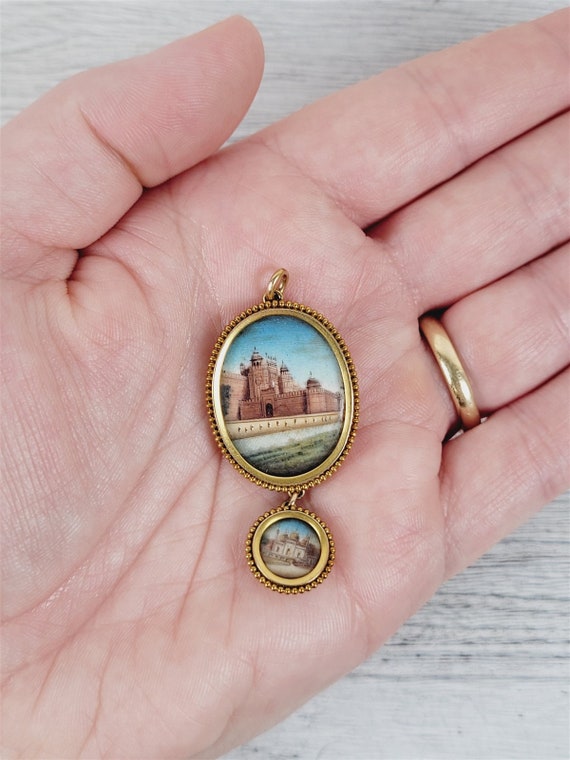 Victorian Taj Mahal Red Fort India Miniature Painting… - Gem