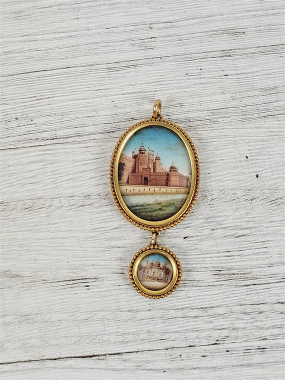 Victorian Taj Mahal Red Fort India Miniature Painting… - Gem