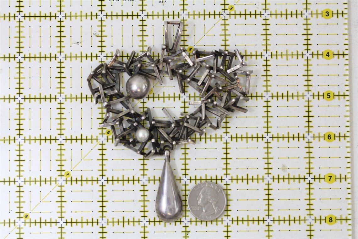 Vintage Rachel Gera 925 Sterling Silver Pearl Pendant Huge Statement ...