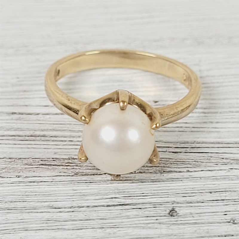 Pearl Solitaire Ring - Etsy