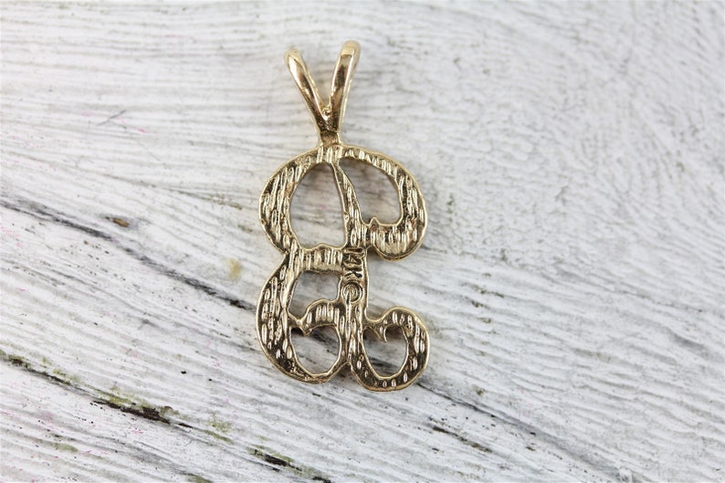 Vintage 14K Yellow Gold B Initial Cursive Pendant Layer Pretty - Etsy
