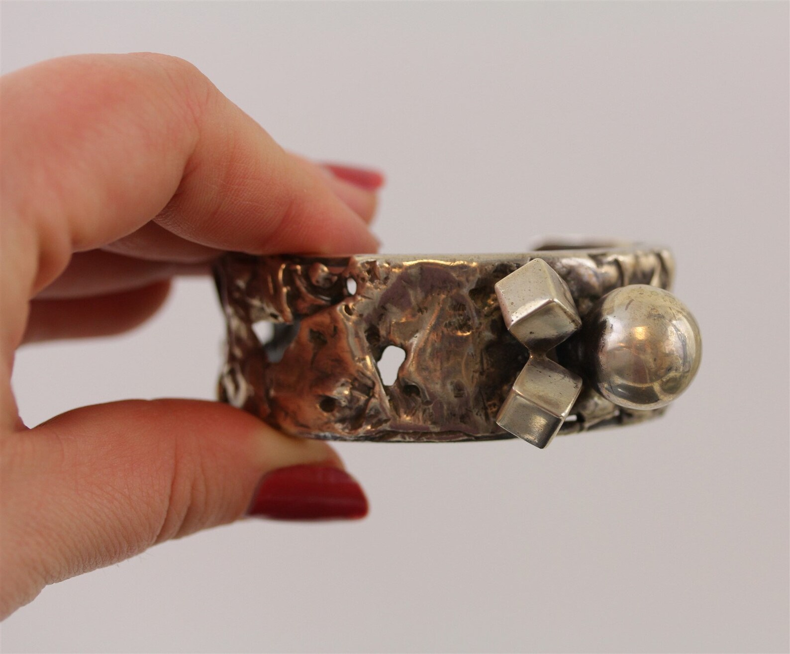Vintage Rachel Gera Sterling Silver 925 Gold Brutalist Cuff Bracelet ...