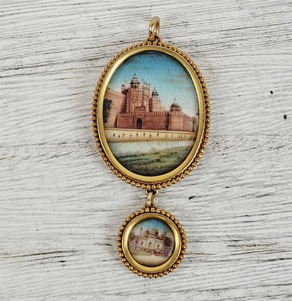 Victorian Taj Mahal Red Fort India Miniature Painting… - Gem